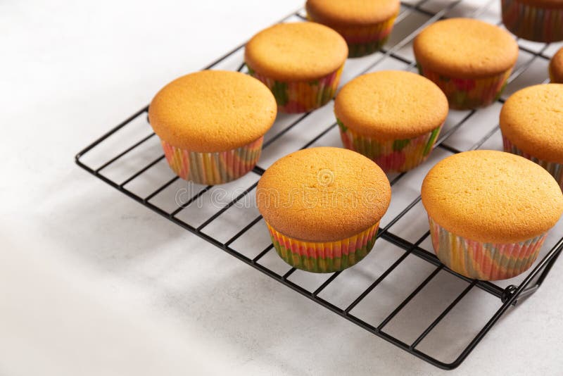 Cupcakes and Wire Cooling Rack Stock Image - Image of cupcake, wire ...