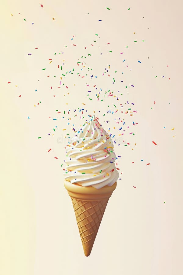 Delicious Vanilla Soft Serve Ice Cream Cone with Colorful Sprinkles ...