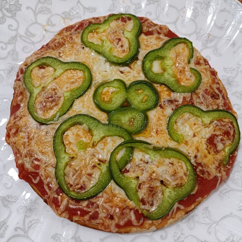 Delicious Veg Chees Pizza with Capsicum and Tometo Stock Image - Image ...