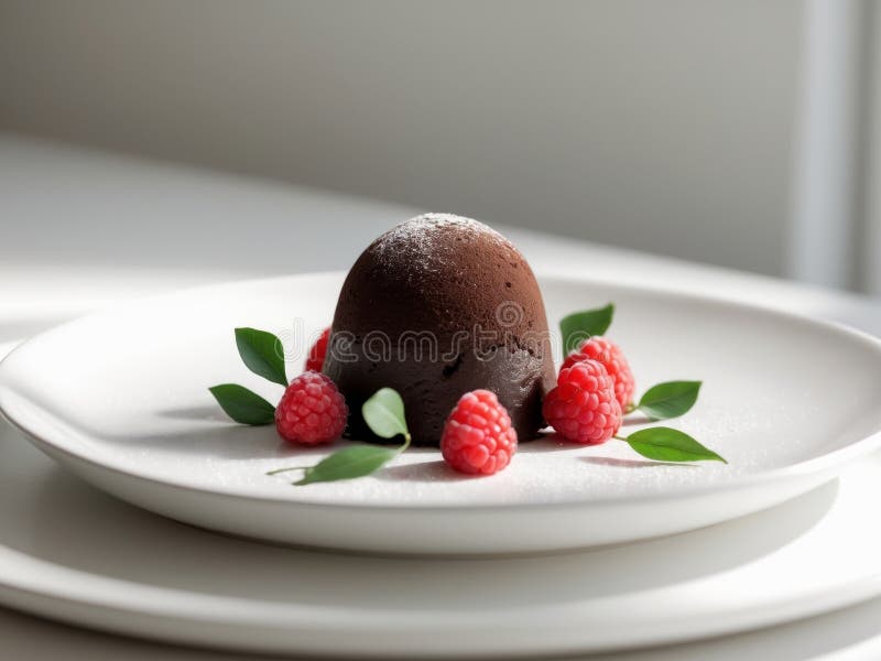 Delicious Vegan Dessert Plate with Chocolate and Raspberries Stock ...