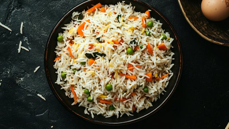Delicious Vegetable Fried Rice in Bowl Top View High Quality Image ...