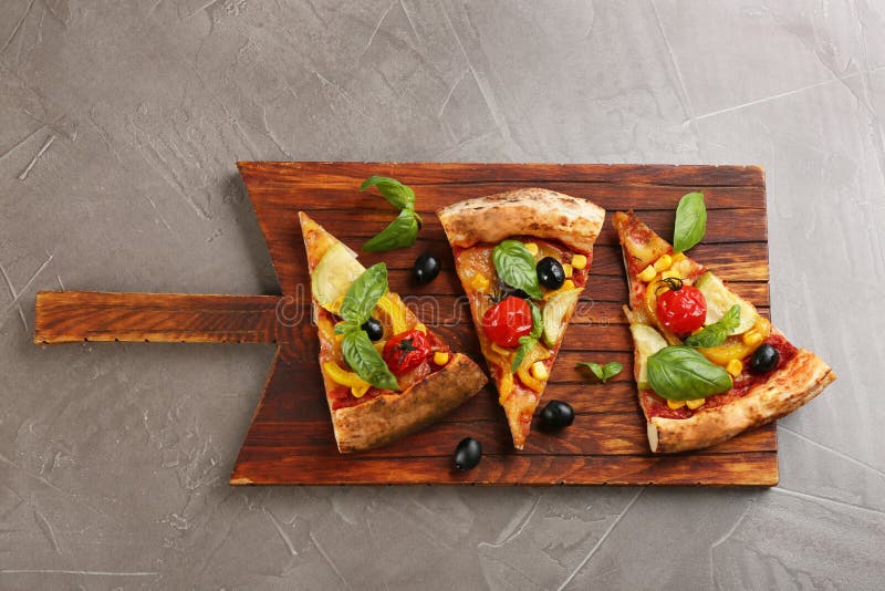 Delicious Vegetable Pizza on Table, Top View Stock Photo - Image of ...