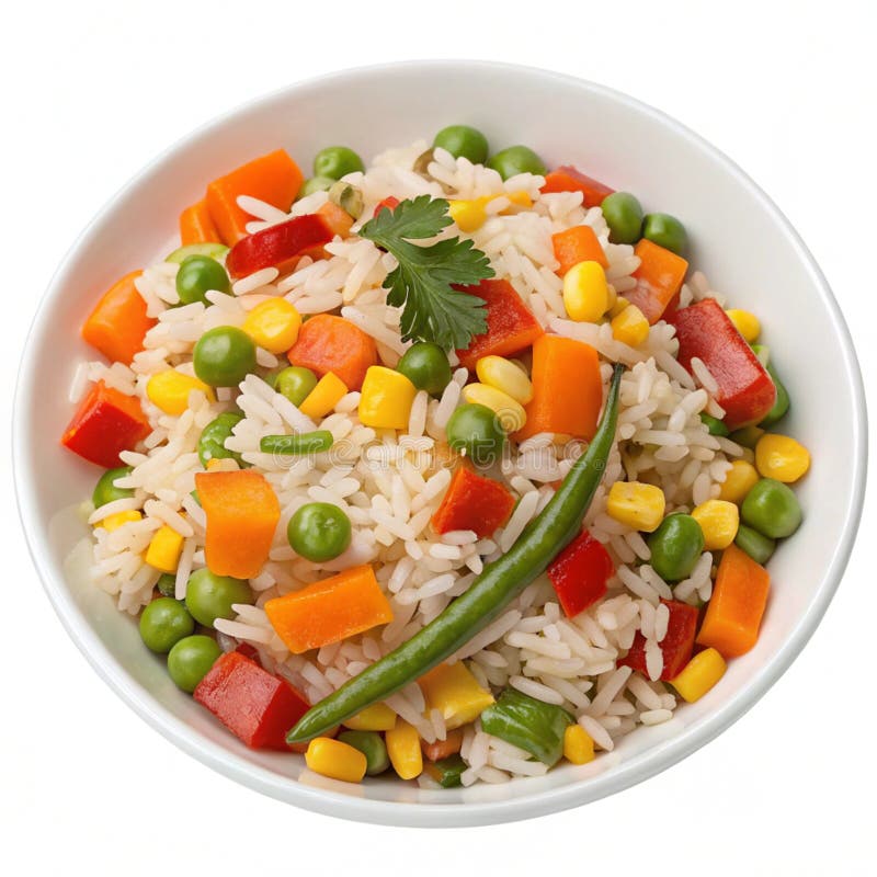 Delicious Vegetable Rice Dish Isolated on White Background Stock ...