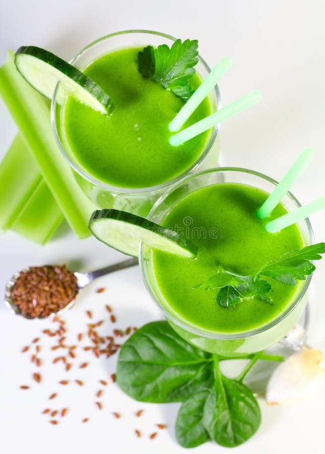 Delicious Vegetable Smoothie from Green Vegetables. Stock Photo - Image ...