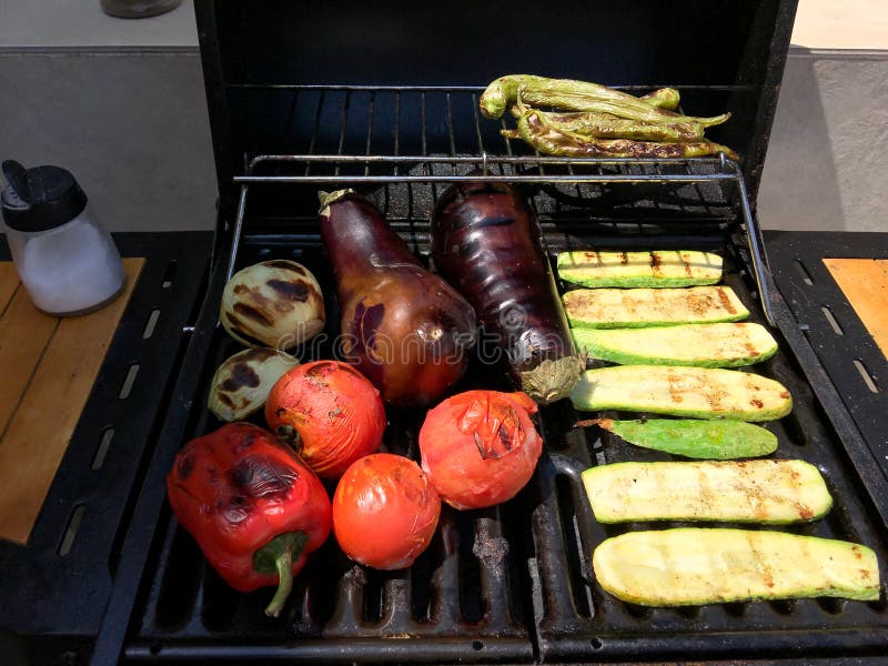 Delicious Vegetables Grilling in Open Grill Outdoor Kitchen Stock Image ...