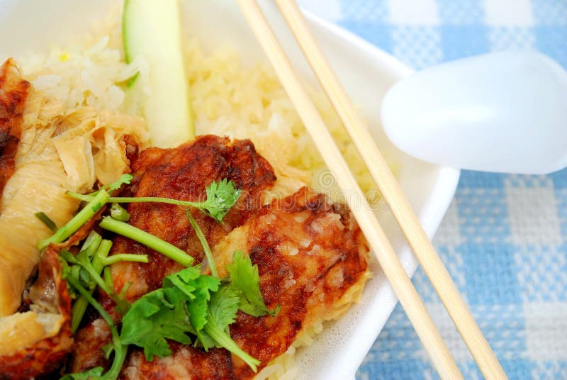 Asian Style Vegetarian Chicken Rice Stock Photo - Image of delicious ...