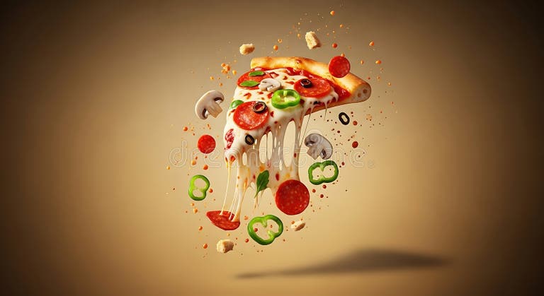 A Delicious Vortex - Levitating Pizza Slice with Exploding Toppings and ...