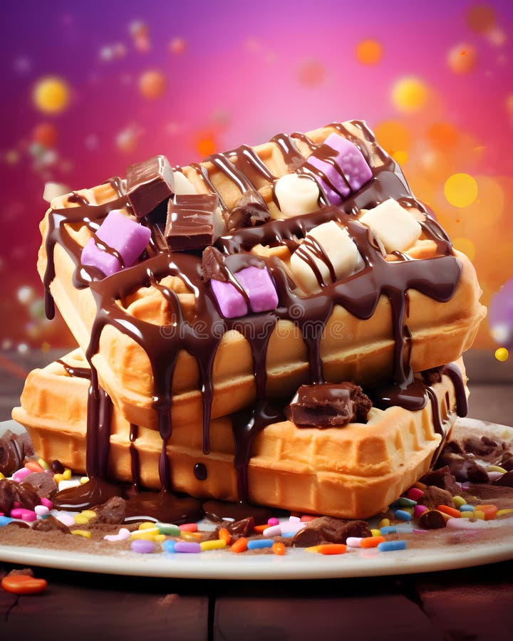 A Delicious Waffle with Chocolate Composition - Food Design Stock ...