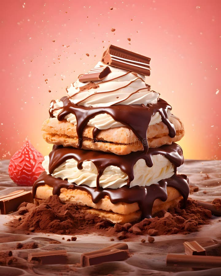 A Delicious Waffle with Chocolate Composition - Food Design Stock ...