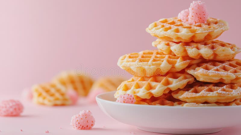 Delicious Waffles on Pink Gradient Background Stock Photo - Image of ...