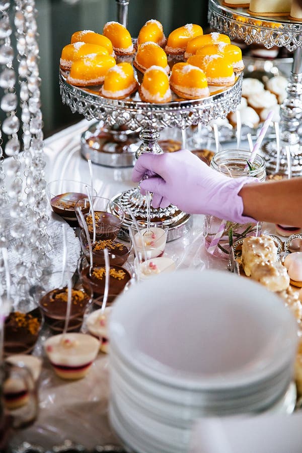 Delicious Wedding Reception Candy Bar Dessert Table Stock Photo - Image ...