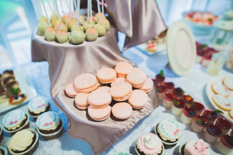 Delicious Wedding Reception Candy Bar Dessert Table Stock Photo - Image ...