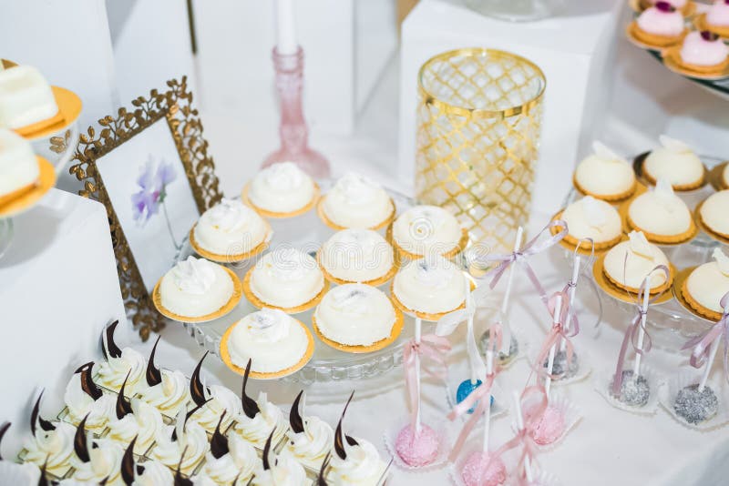 Delicious Wedding Reception Candy Bar Dessert Table Stock Photo - Image ...