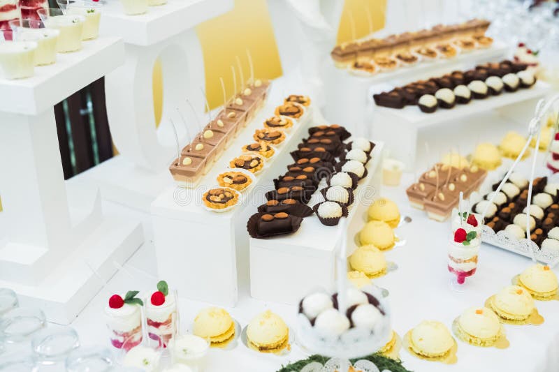 Delicious Wedding Reception Candy Bar Dessert Table Stock Image - Image ...