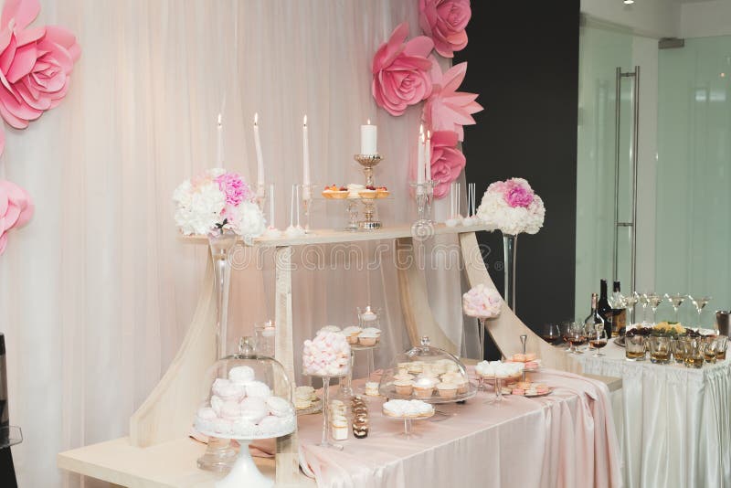 Delicious Wedding Reception Candy Bar Dessert Table Stock Photo - Image ...