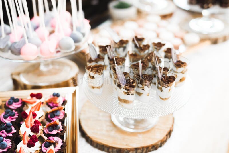 Delicious Wedding Reception Candy Bar Dessert Table Stock Photo - Image ...