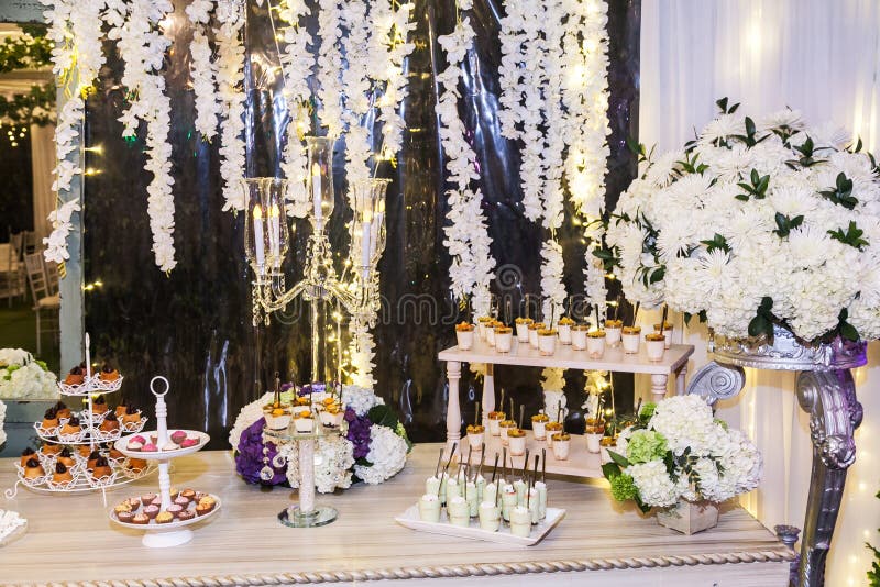 Delicious Wedding Reception Candy Bar Dessert Table Stock Photo - Image ...