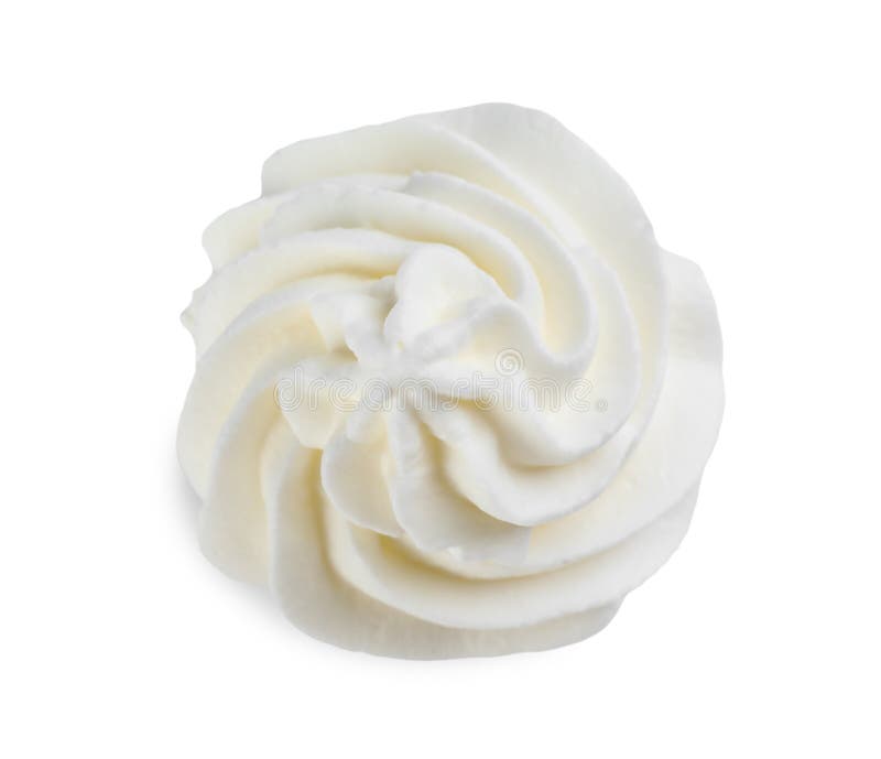 Delicious Whipped Cream Isolated on White, Top View Stock Image - Image ...