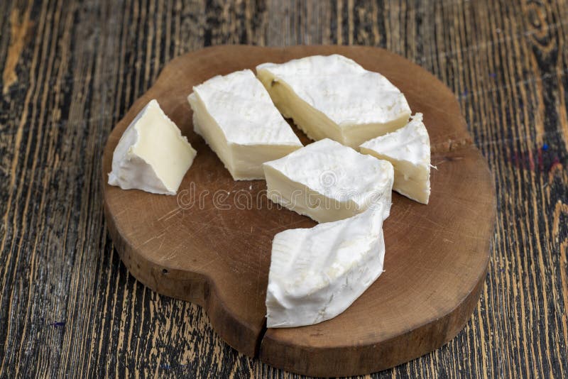 Delicious White Cheese Sliced on a Board Stock Image - Image of fresh ...