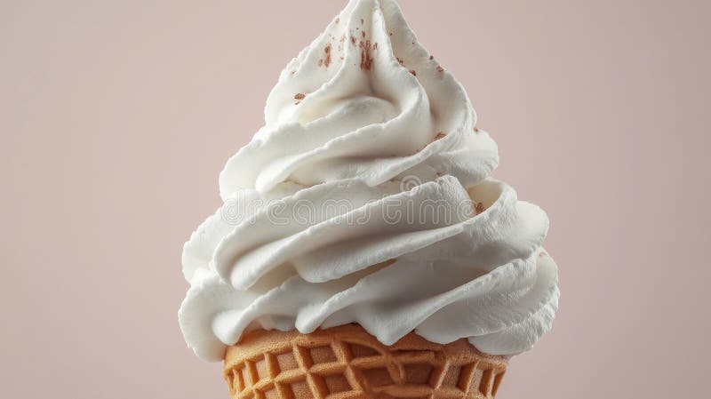 Delicious White Ice Cream Cone on Plain Solid Background for Summer ...