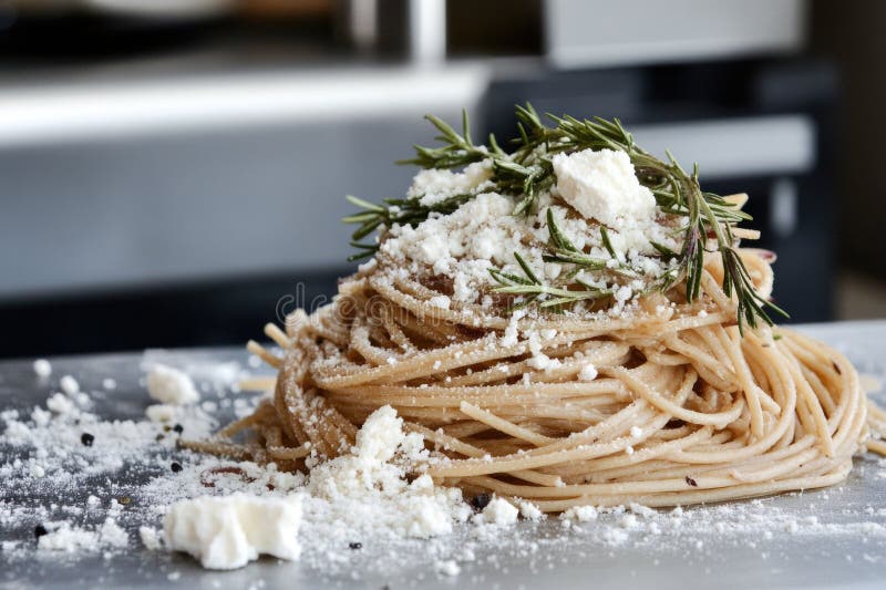 Delicious Whole Wheat Spaghetti with Rosemary and Cheese Garnish Stock ...