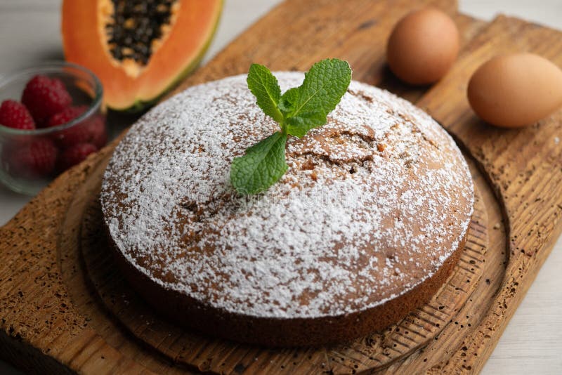Delicious Whole Wheat Vegan Cake with Papaya and Nuts. Stock Image ...