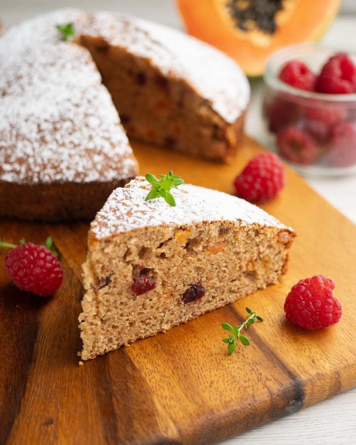Delicious Whole Wheat Vegan Cake with Papaya and Nuts. Stock Image ...