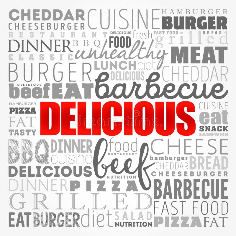 Delicious word typography stock image. Image of wood - 50581935