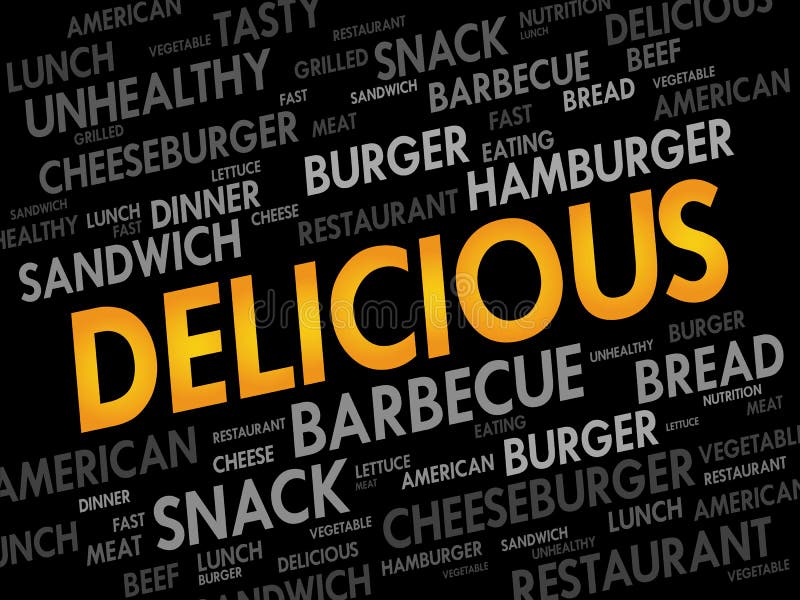 DELICIOUS Word Cloud Collage, Fast Food Concept Background Stock ...