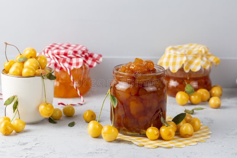 Delicious Yellow Cherry Jam in a Jar Stock Image - Image of delicious ...