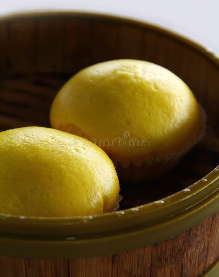 Delicious Yellow Oriental Custard Buns Stock Photo - Image of ...