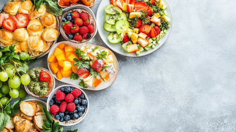 Deliciously Arranged Breakfast Buffet with Fresh Fruits, Pastries, and ...