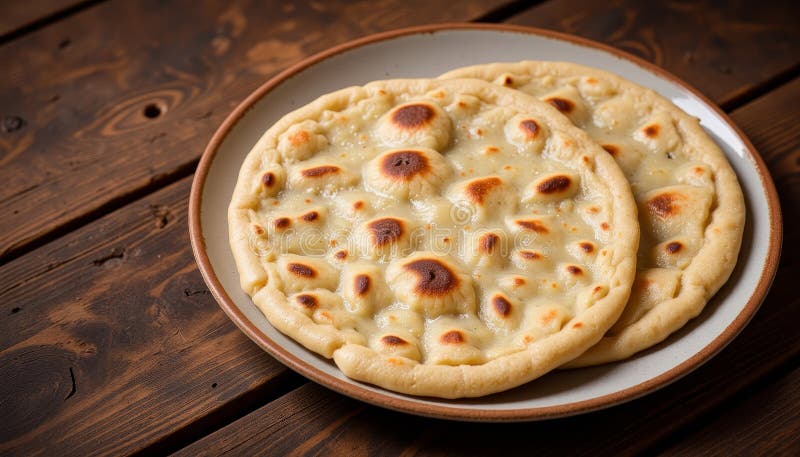 Deliciously Baked Flatbreads on Rustic Table, Culinary Delight Stock ...