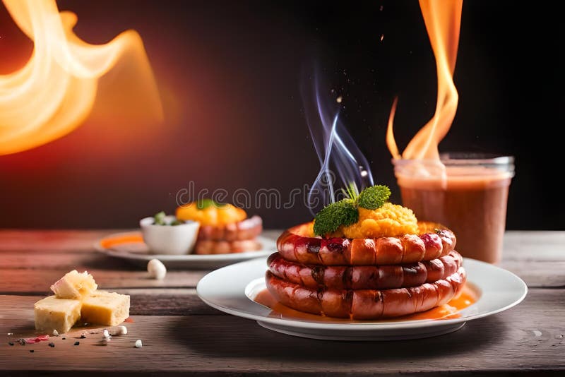 Deliciously Cooked Breakfast Food Advertisement. Stock Illustration ...