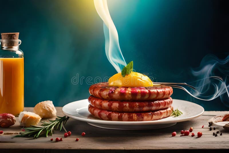 Deliciously Cooked Breakfast Food Advertisement. Stock Illustration ...