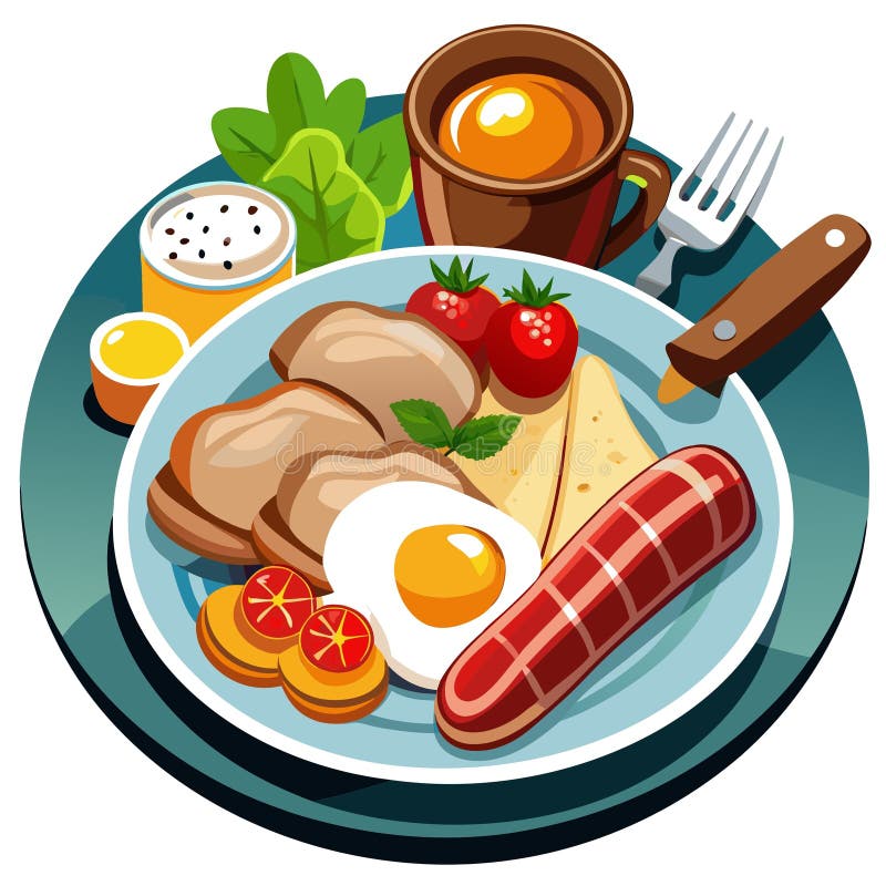 Deliciously Cooked Breakfast Ready To Be Savored Stock Vector ...