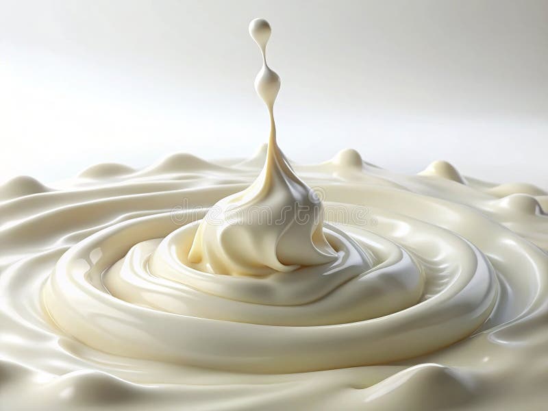 A Deliciously Creamy Flowing White Liquid a 3D Render of Melting Yogurt ...