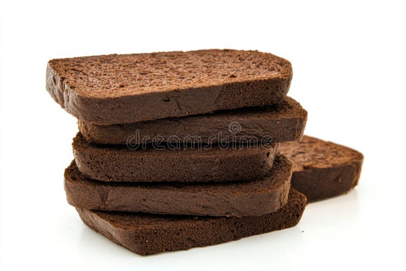 Deliciously Dense Dark Bread Slices Stacked on a Clean White Background ...