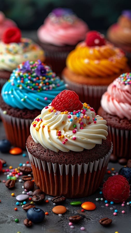 Deliciously Diverse: a Visual Feast of Cupcakes with Unique Topp Stock ...