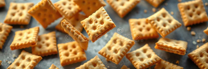 Deliciously Golden Crackers Scattered on a Textured Surface, Captured ...