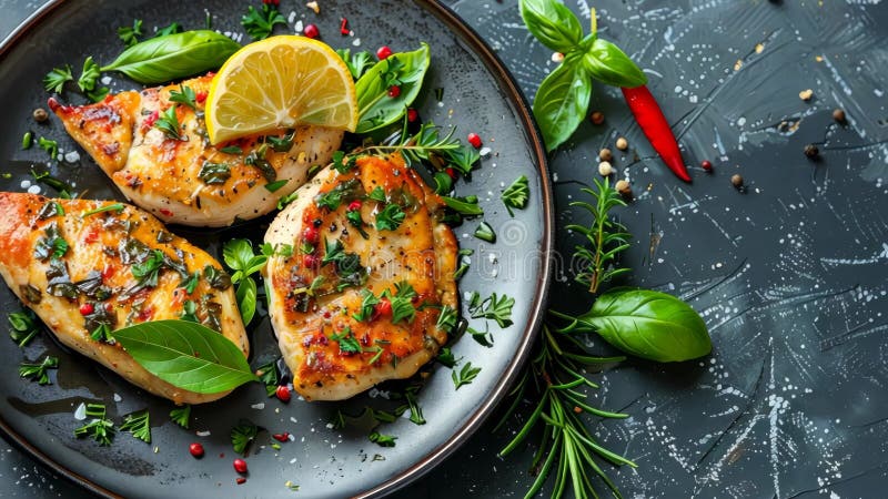 Deliciously Grilled Chicken With Herbs And Lemon On A Rustic Table Stock Video Video Of Meal