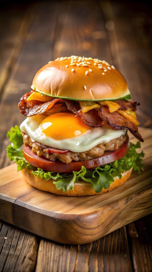 Deliciously Indulgent Bacon and Egg Burger Stock Illustration ...