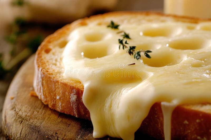 Deliciously Melted Cheese Stretching from Warm Bread Creating a ...