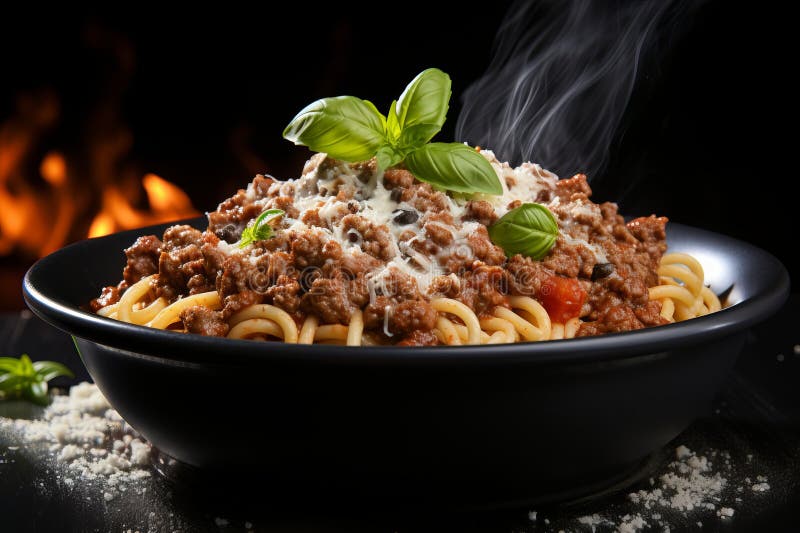 Deliciously Presented Spaghetti with Succulent Meat on a Sophisticated ...