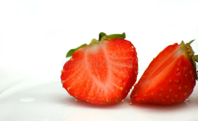 Deliciously Red Strawberry Cut into Half Stock Image - Image of ...