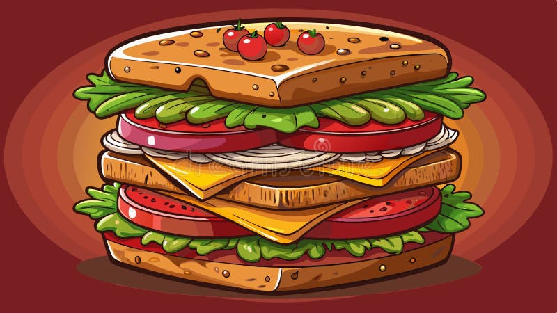 Deliciously Stacked Sandwich Ready To Be Savored Stock Vector ...