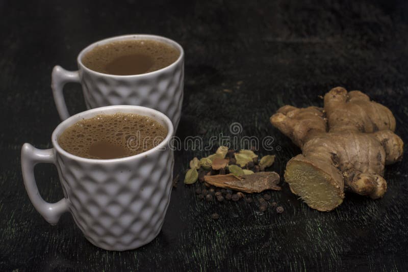 Deliciousmasala Miolk Tea with Ginger and Whole Garam Masala. Selective ...