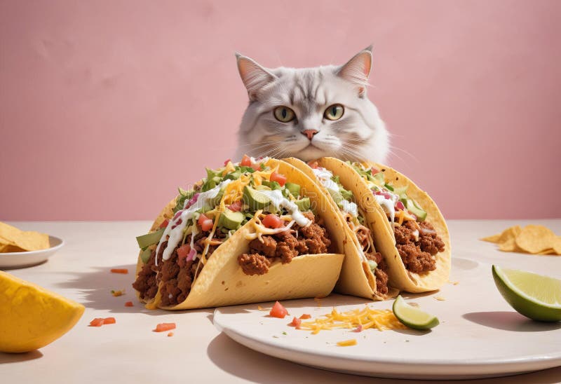 Deliciousness of Taco Cat with Gourmet Food Stock Illustration ...
