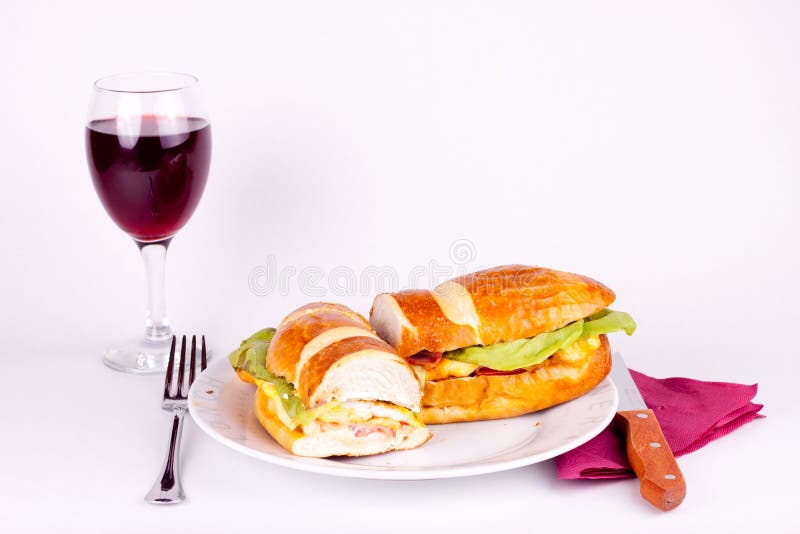 Delicius Breakfast with Glass of Wine Stock Photo - Image of fork ...