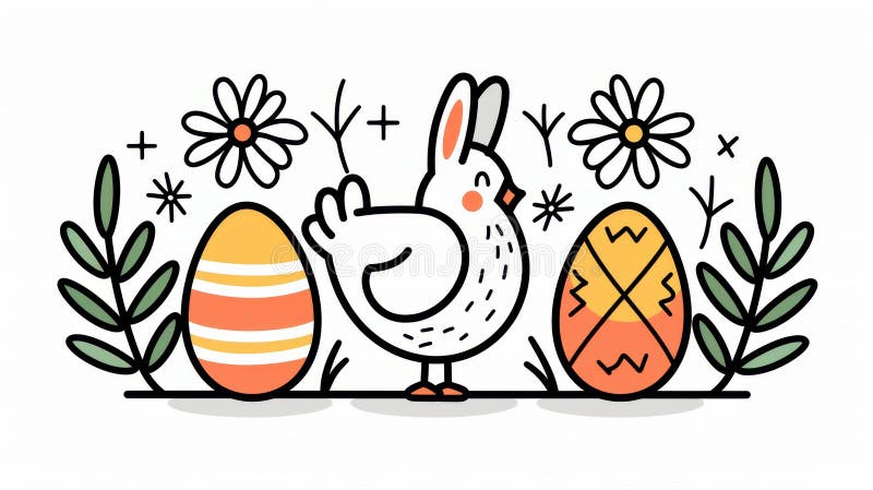 Delight in these Charming Easter Line Art Illustrations Featuring ...